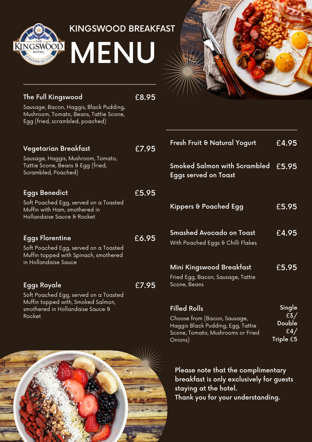 Menu – The Kingswood Hotel